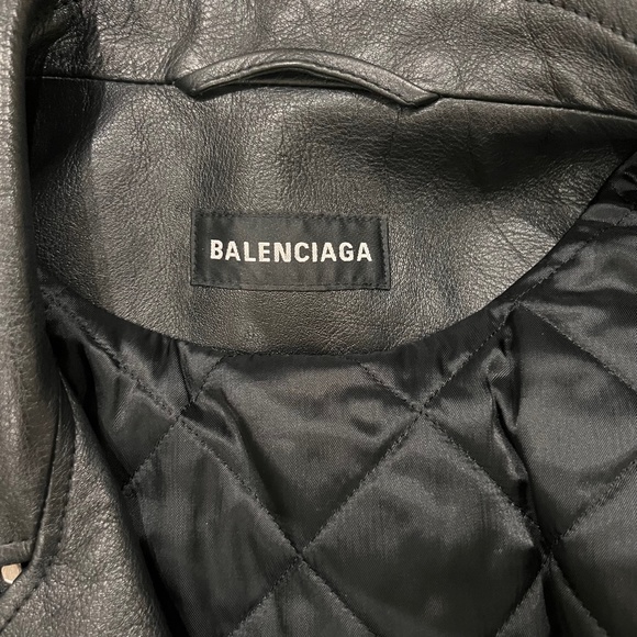 Balenciaga | Jackets & Coats | 29 Balenciaga Painted Logo Sleeve Graffiti Heavy Leather Moto ...